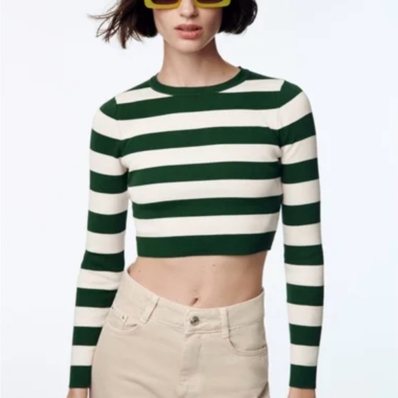 Zara | Tops | Zara Long Sleeve Crop Top | Poshmark